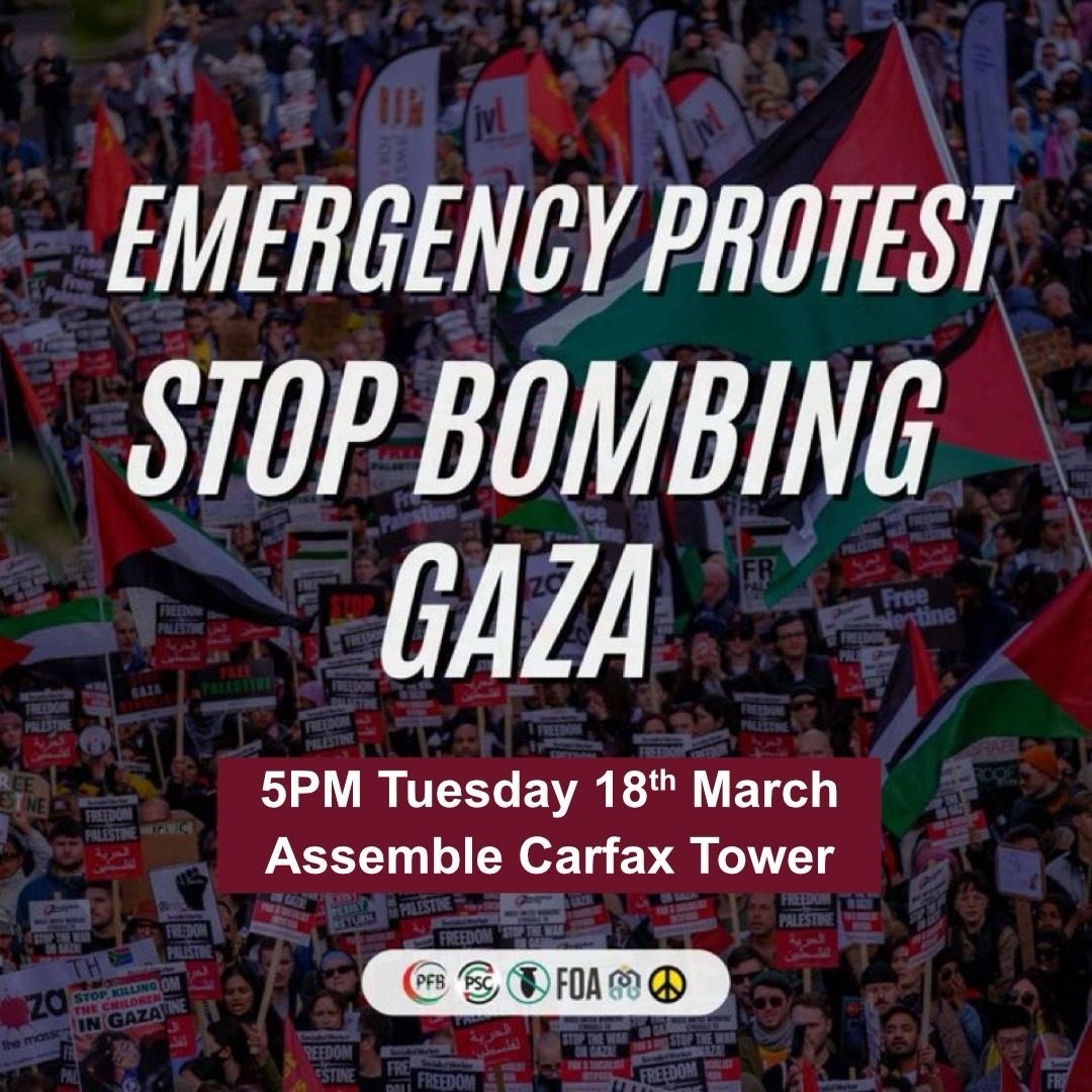 Oxford emergency demo - Stop bombing Gaza! - Palestine Solidarity Campaign